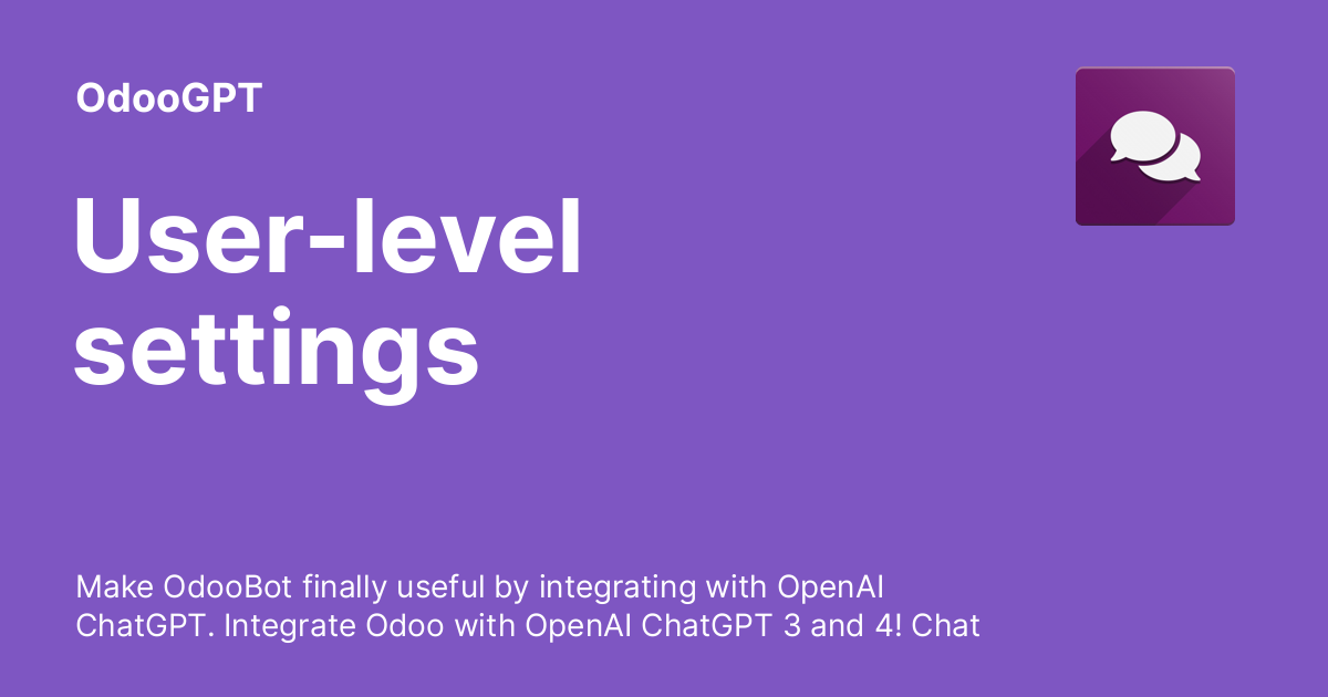 User Level Settings Odoogpt 