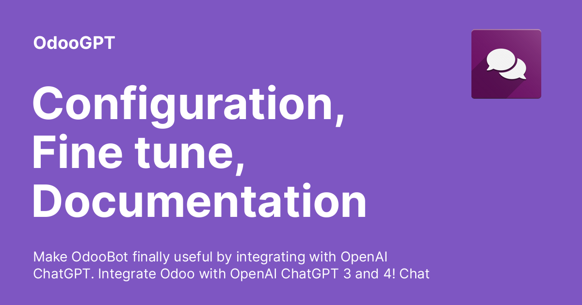 Configuration, Fine tune, Documentation for system administrators - OdooGPT
